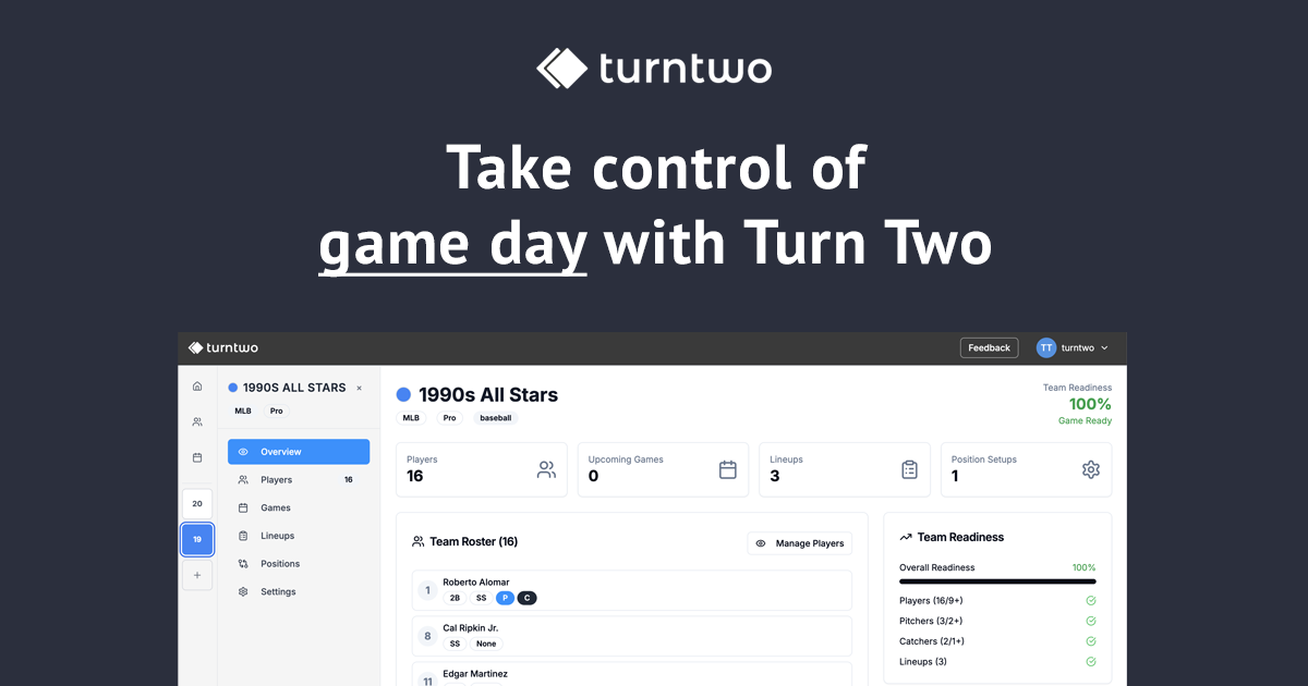 Turn Two | Baseball & Softball Lineup & Game Planner